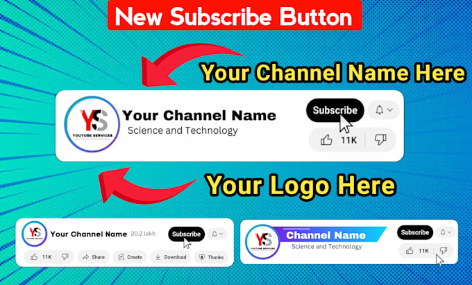 Create 2 youtube new animated subscribe button by Sachindas7 | Fiverr
