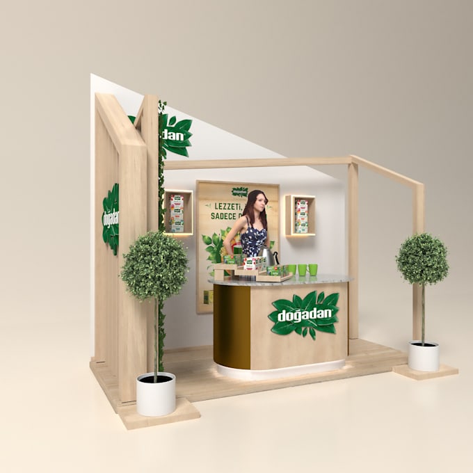 Do 3d exhibition stall, stand, kiosk design by Ahocagil | Fiverr