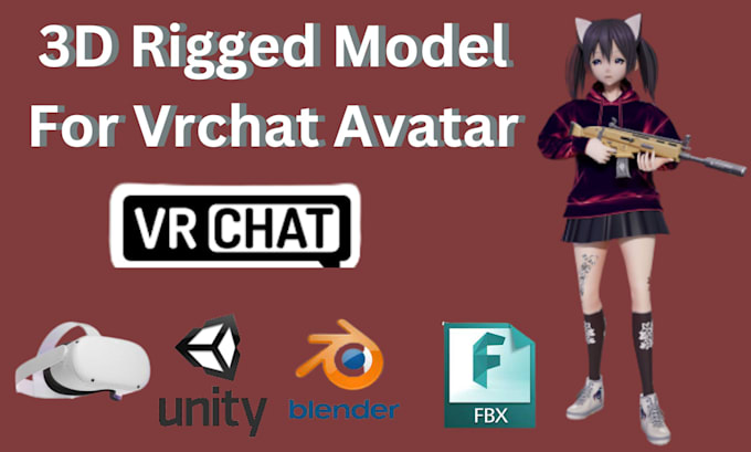 Make 3d rig furry vrchat vr character avatar model by Expertayomikun | Fiverr