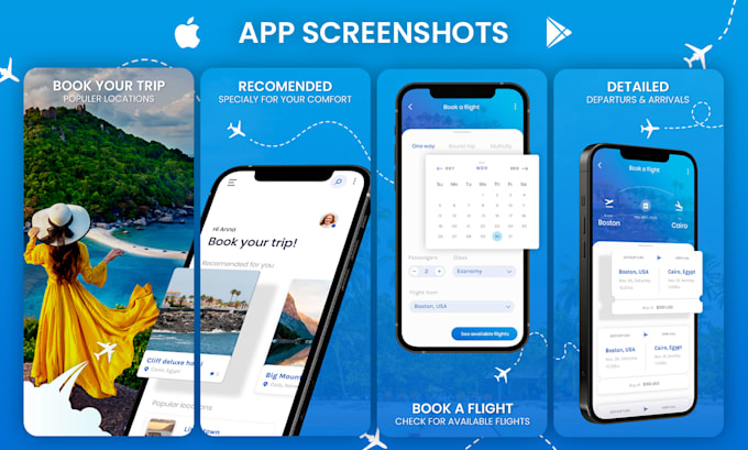 Design app screenshots for app store and play store by Malkakrishani | Fiverr