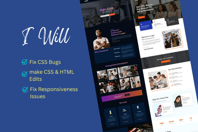 Fix html css bootstrap responsiveness styling issues by Bayomarv | Fiverr