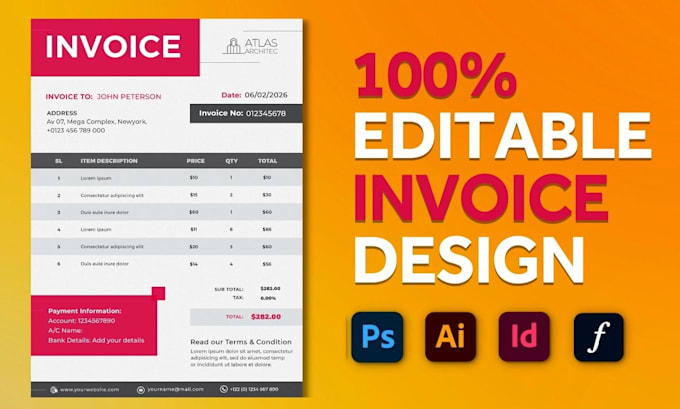 Design nice looking invoice, editable letterhead and business card by ...