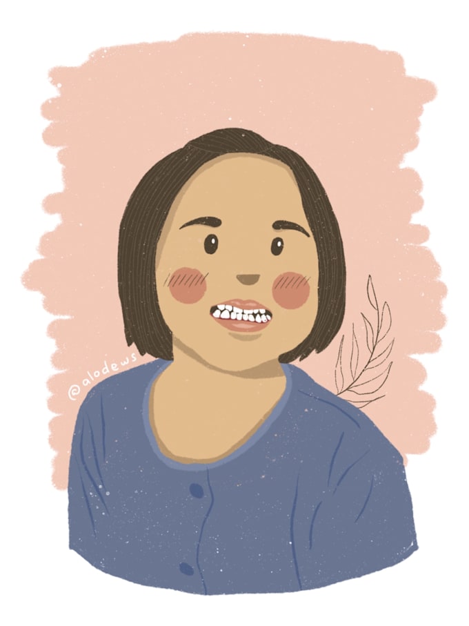 Draw cute portrait illustration with my style by Alodews | Fiverr