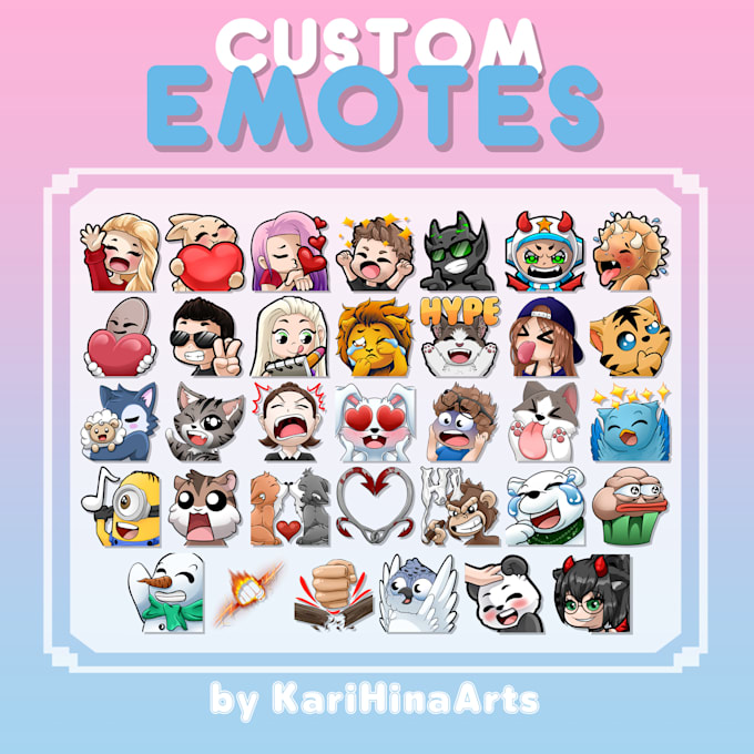 Draw cute custom emotes for you and your community by Karihinaarts | Fiverr