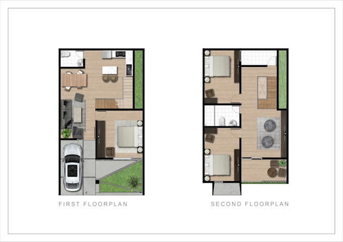Render 2d architectural floor plan visualization in photoshop by Gabriel00s | Fiverr