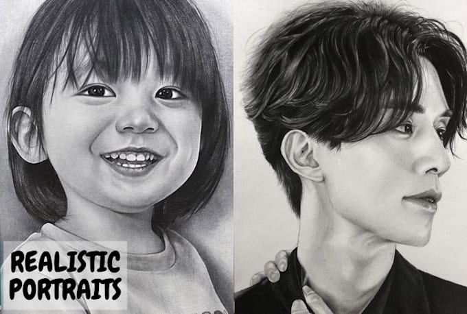 Draw realistic pencil portraits and sketches by Rehmeenfatima22 | Fiverr