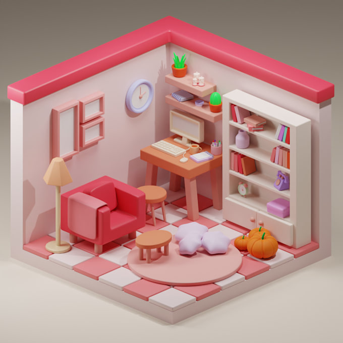 Create 3d isometric room by Maddy_perez | Fiverr