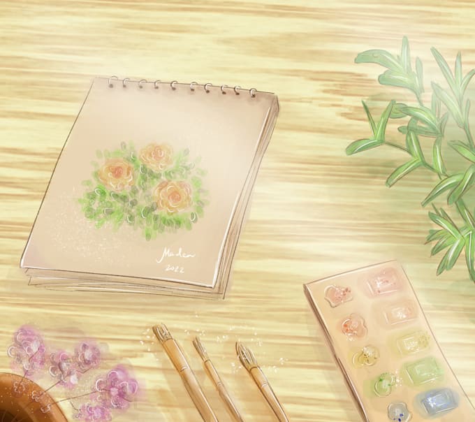 Create a free hand digital watercolor painting by Madenart | Fiverr