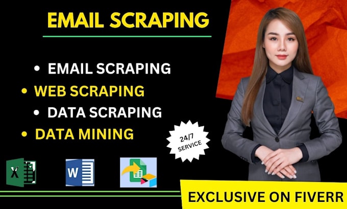 Do email scraping for data mining, web scraping, and data scraping by Nazmayt | Fiverr