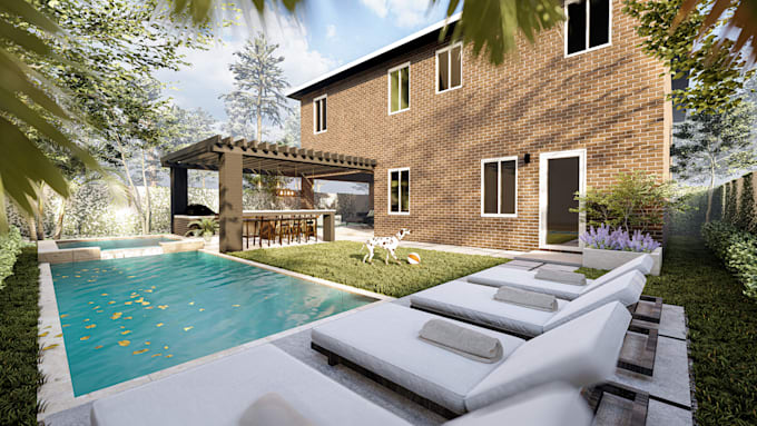 Design your patio, backyard, garden, terrace, render 3d realistic ...