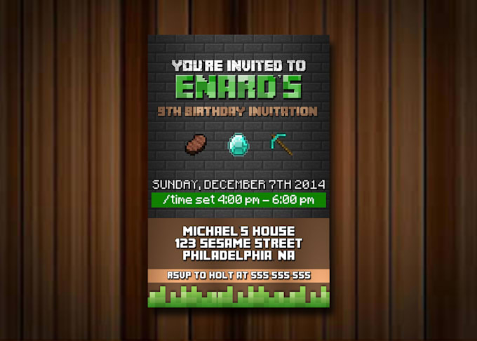 Design minecraft birthday invites, custom invites by Kayladesign07 | Fiverr
