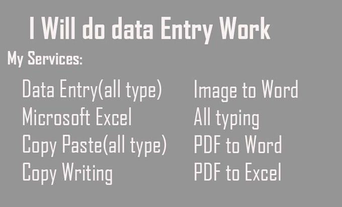 Do data entry pdf to word pdf to excel typing and copy paste by Sanaehsan246 | Fiverr