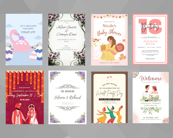 Create custom and beautiful invitation cards for you by Sakshi_k18 | Fiverr