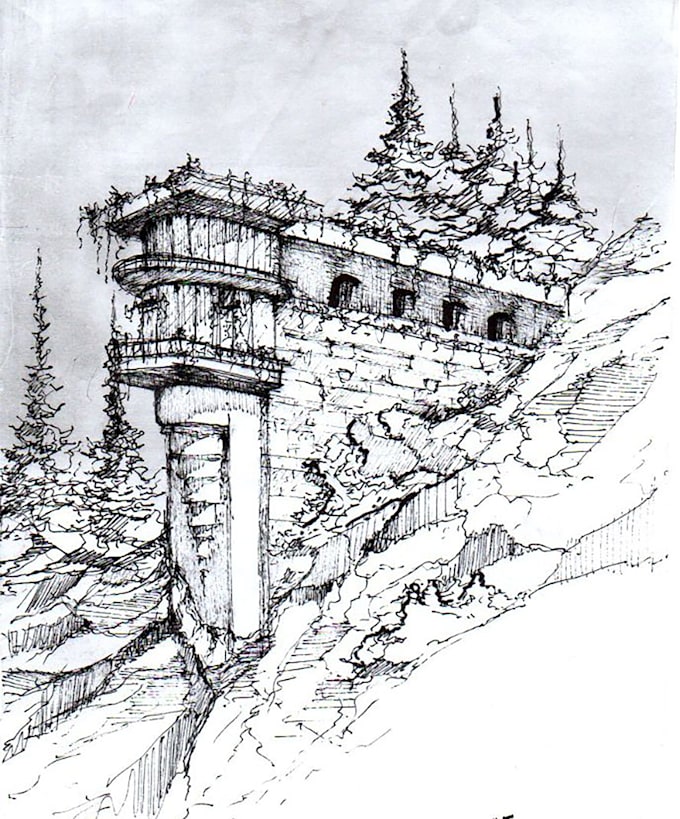 Drawing a stylish sketch of your favorite place, buildings, and city by ...