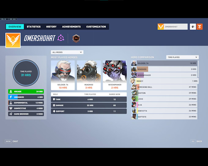 Play overwatch to rise in rank by Omer_shohat_ | Fiverr