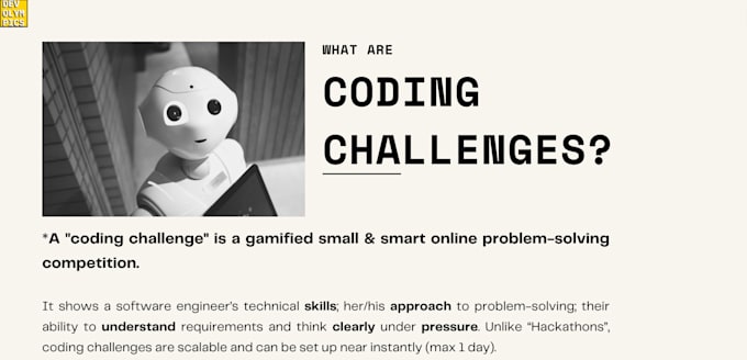 Create a coding competition for tech events by Devolympics | Fiverr