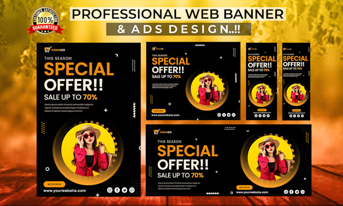 Create professional web banner, header, ads and attractive website ...