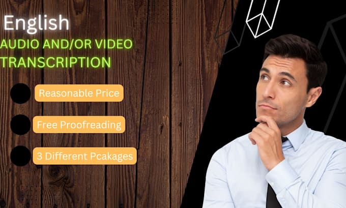 Transcript your audio file or video in english by Hassan1071 | Fiverr