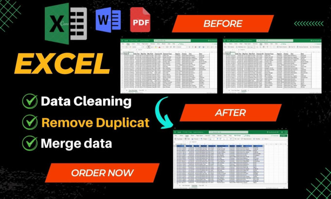 Excel Data Cleaning Formatting Remove Duplicate Merge Pdf To Excel