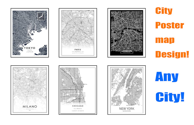 Design wall map posters, any city, any color by Matux124 | Fiverr