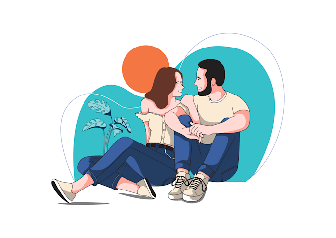 Draw couple unique, modern and minimalis from your photos by Mframs ...