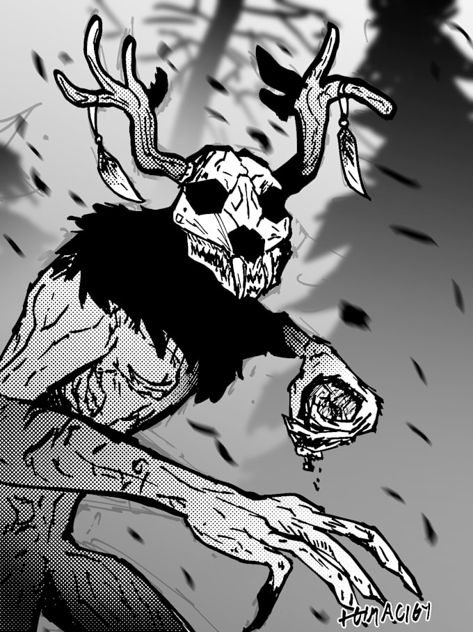 Draw an oc, fanart or a monster for you in greyscale by Igimacigy | Fiverr