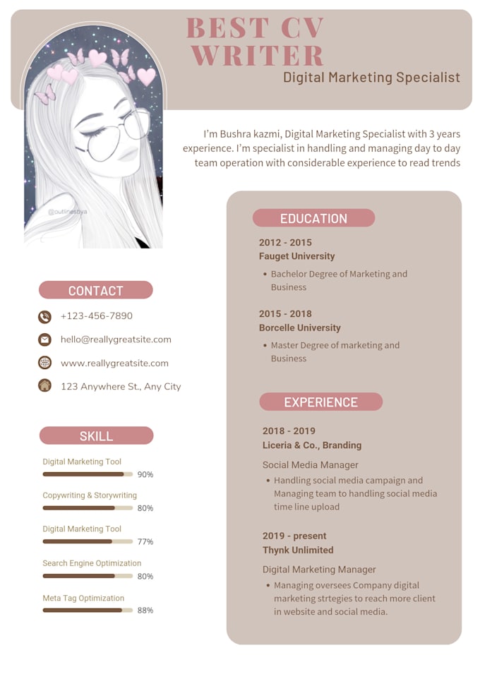 Create your resume, rewrite, and edit it to a professional formate by Bushrakazmi126 | Fiverr