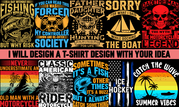 Create eye catching custom graphics awesome bulk merch t shirt designs ...