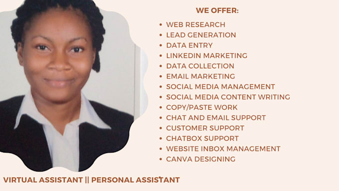 Be your virtual and personal assistant by Peaceamara | Fiverr