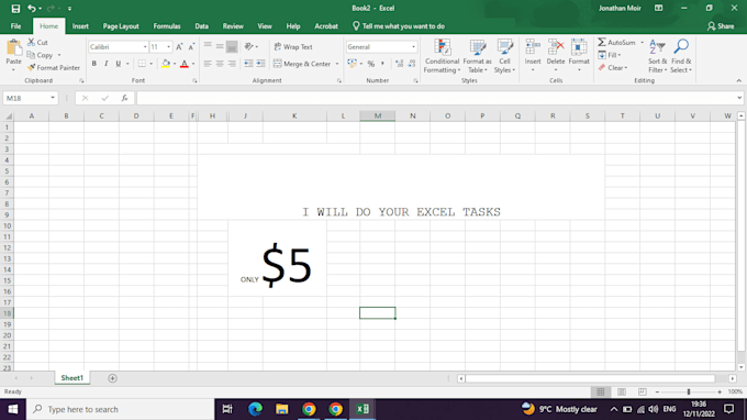 Complete basic microsoft excel tasks for you by J0n4th4nwr1tex | Fiverr