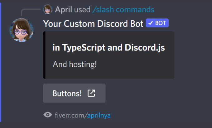 Make you a custom discord bot by Aprilnya | Fiverr Make you a custom discord bot by Aprilnya | Fiverr