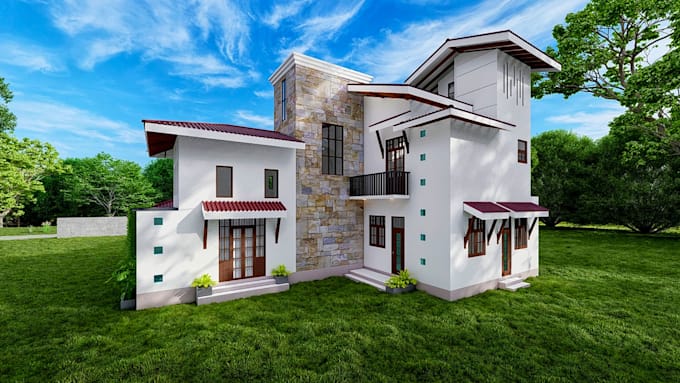 Do architectural 3d modeling and realistic rendering of a house or building by Nipunchaga3d | Fiverr