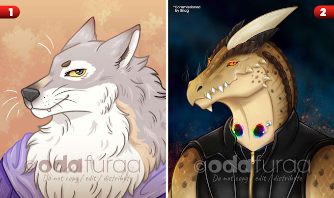 Draw furry or fursona characters bust for you by Odafuraa | Fiverr