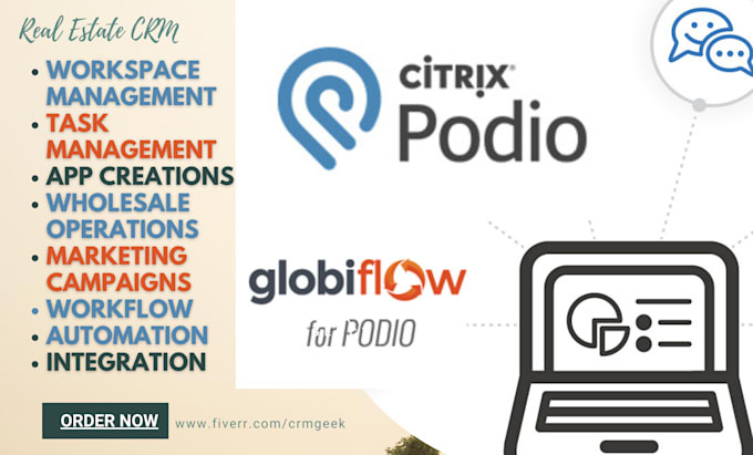 Setup and automate your podio real estate crm globiflow workflow by Crmgeek | Fiverr
