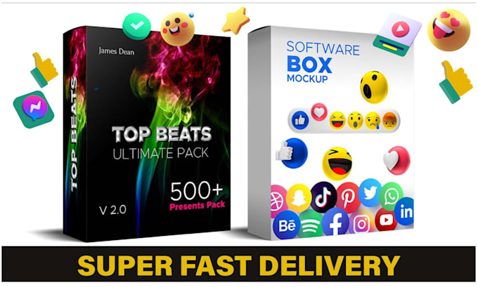 Design digital product 3d box mockup software, online course cover by ...
