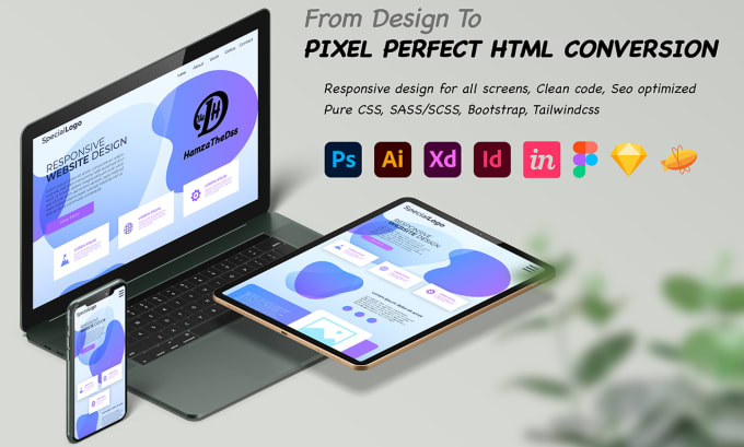 Convert Design To Responsive Website Html Css Bootstrap Tailwindcss By Hamzathedss Fiverr