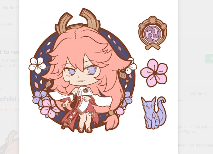 Draw chibi flat color art for pin by Lunacreative7 | Fiverr