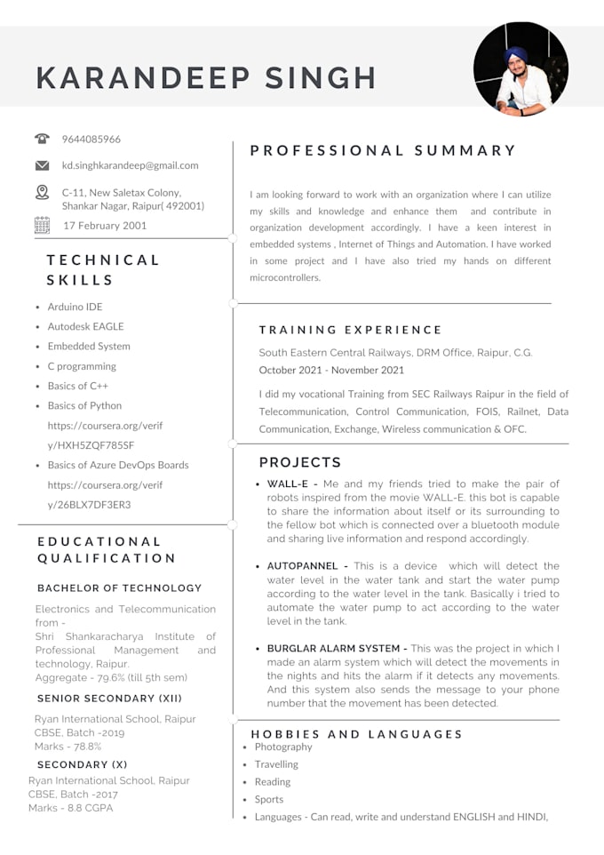 Create the perfect ressume for you by Kdsingh17 | Fiverr