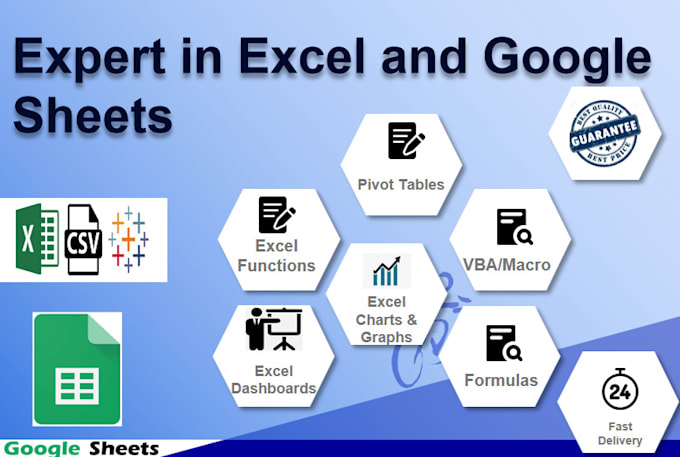 Do microsoft excel, google sheets, formulas, charts, data entry and ...