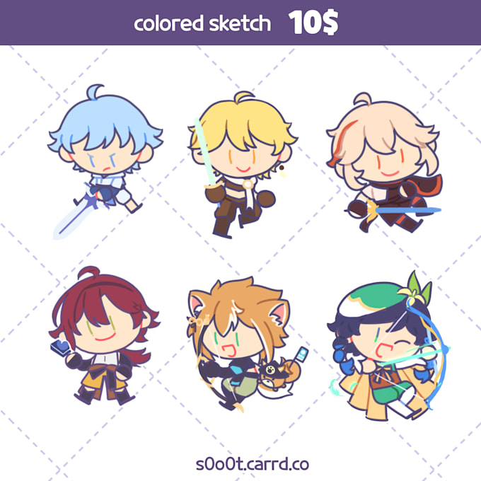 Draw you smol colored sketch chibi by S00tus | Fiverr