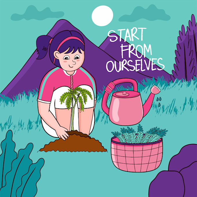 Draw simple and cute illustration with full color by Minsyece | Fiverr