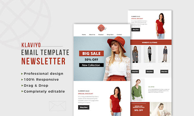 Create klaviyo email template, newsletter design, email design, pop up ...