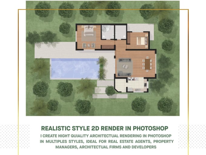 Render 2d architectual plans in photoshop by Karenludena | Fiverr