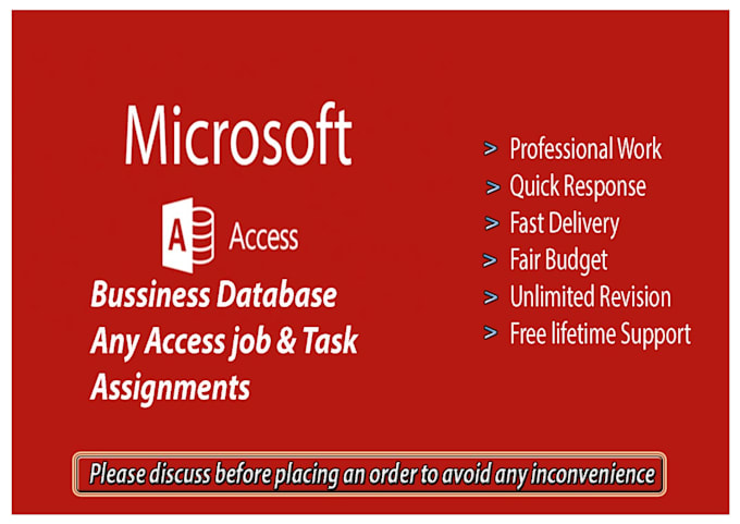Do any microsoft ms access database projects by Hussain0305123 | Fiverr