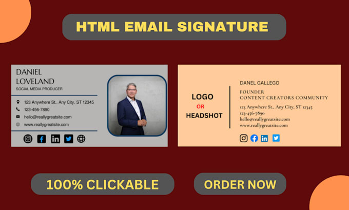 Create an html email signature or clickable email signature by Mehedehasan0 | Fiverr