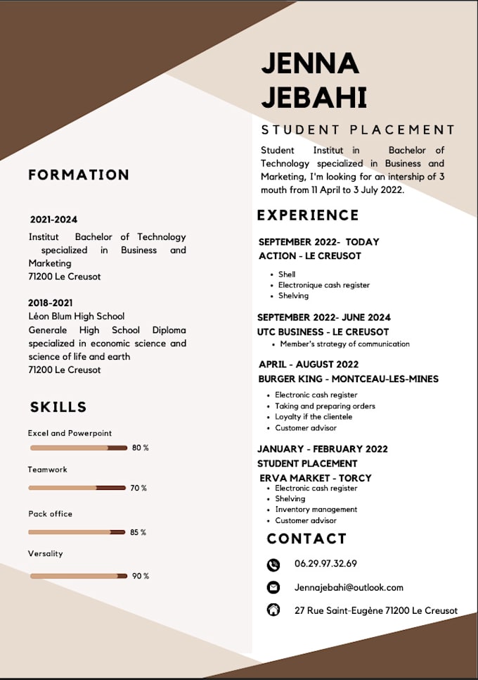 Conception et rédaction de cv by Jennaa_j | Fiverr