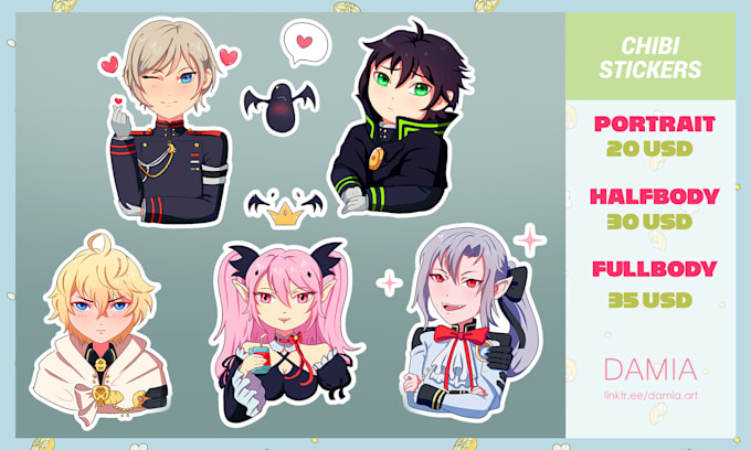 Draw lovely chibi character, sticker, icon by Damiaart | Fiverr