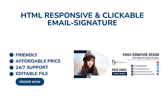 Design html signature, html signature template, html clickable signature by Hassan_devv | Fiverr