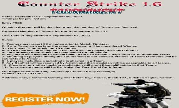Design a tournament flyer for upcoming counter strike by Dedonair | Fiverr