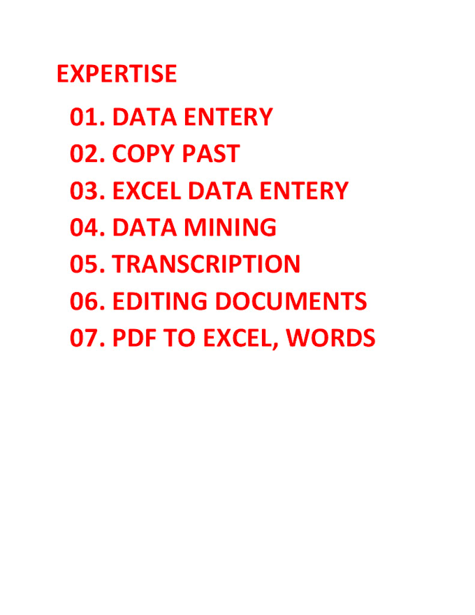 Do excellent data entry, typing work, copy paste, transcript by S19 ...